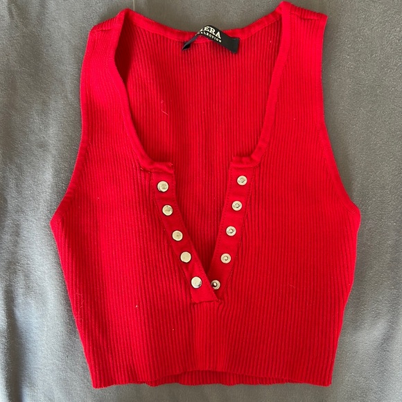 Tops | Red Cropped Tank Top | Poshmark